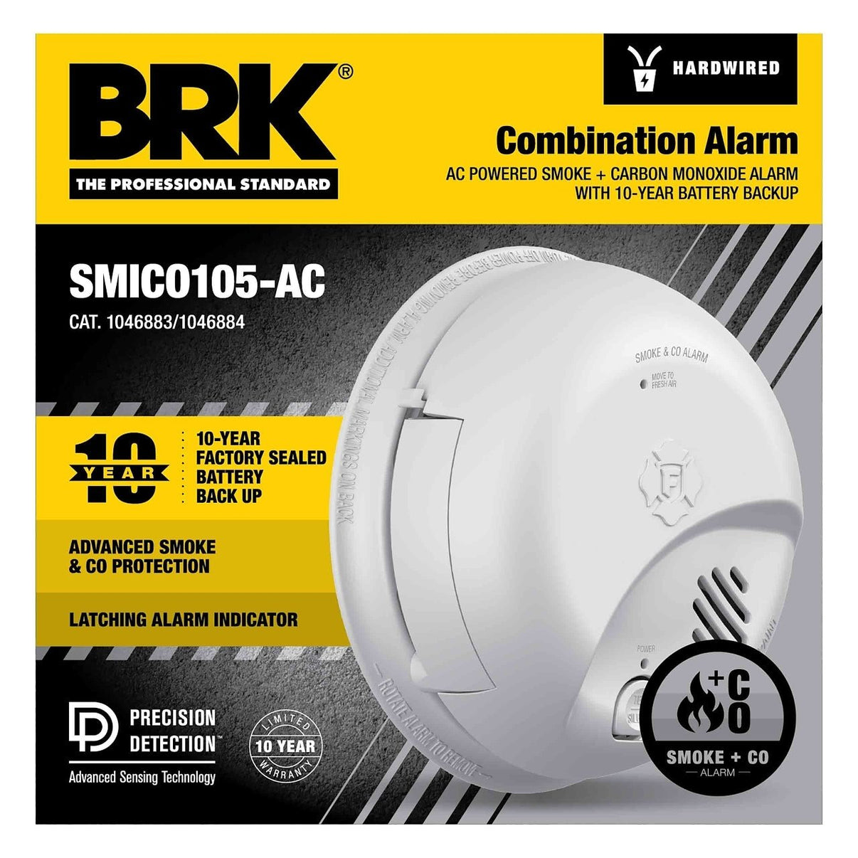 BRK SMIC0105-AC AC Powered Smoke Carbon Monoxide Combo Detector 10 YR ...